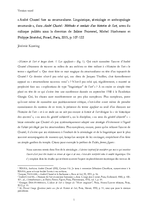 (PDF) « André Chastel face au structuralisme. Linguistique, sémiologie ...