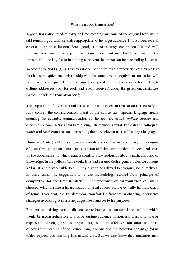 (DOC) What is a good translation