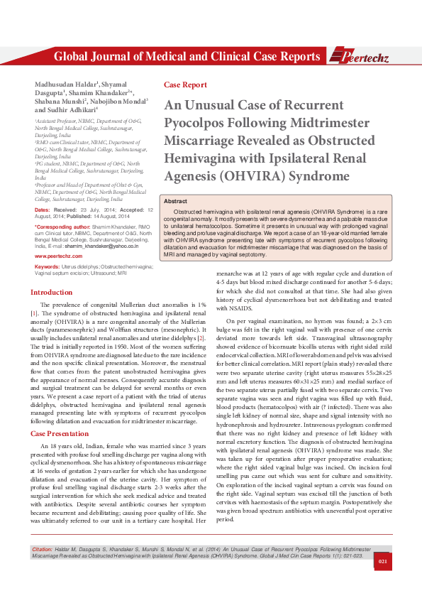 (PDF) An Unusual Case of Recurrent Pyocolpos Following Midtrimester ...
