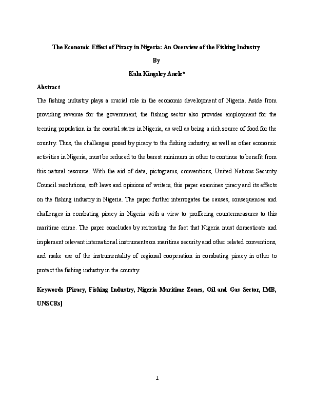 The Economic Effect of Piracy in Nigeria: An Overview of the Fishing ...