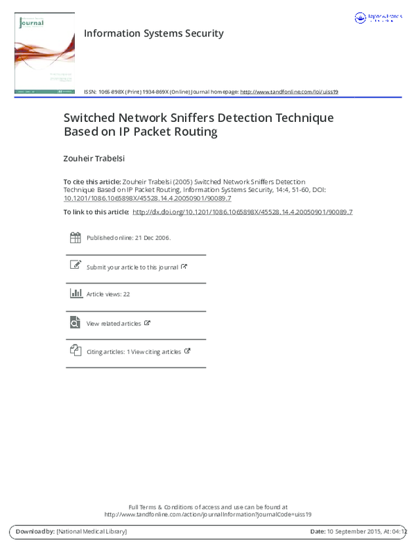 (PDF) Switched network sniffers detection technique based on IP packet ...