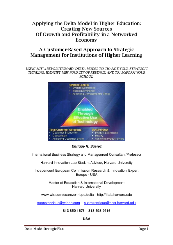(PDF) Applying the Delta Model in Higher Education