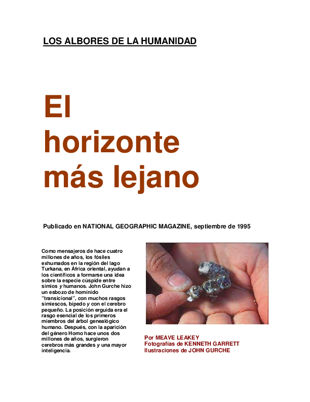 (PDF) LOS ALBORES DE LA HUMANIDAD El horizonte más lejano