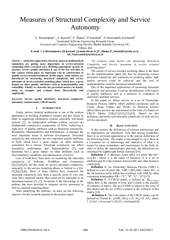 (PDF) Measures of structural complexity and service autonomy