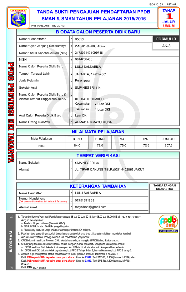(PDF) BIODATA CALON PESERTA DIDIK BARU FORMULIR AK-3