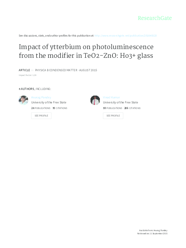 (PDF) Impact of ytterbium on photoluminescence from the modifier in ...