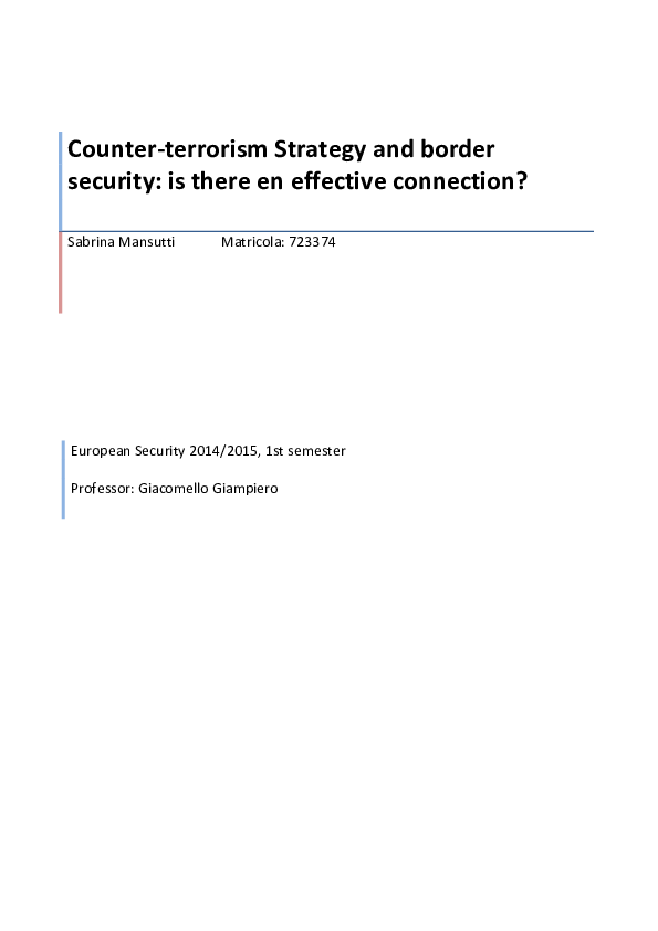 (PDF) Counter-terrorism Strategy and border security: is there en ...
