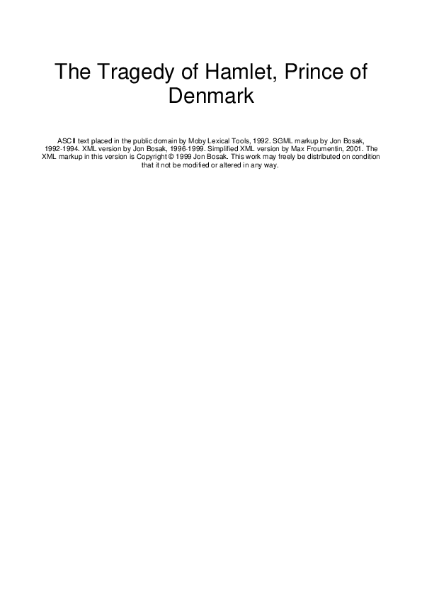 (PDF) The Tragedy of Hamlet, Prince of Denmark
