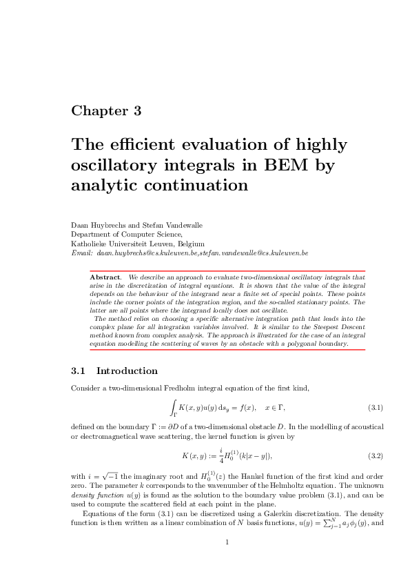 Pdf The Efficient Evaluation Of Highly Oscillatory Integrals In Bem By Analytic Continuation
