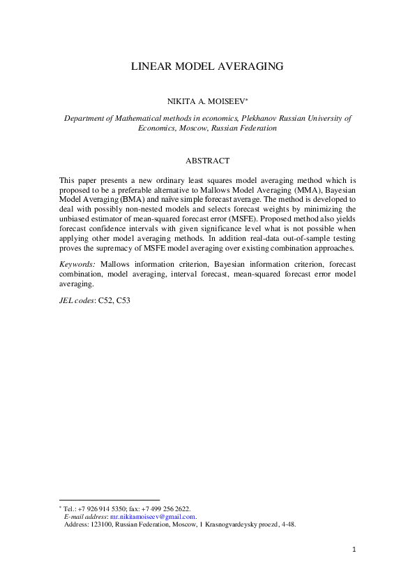 (PDF) Linear model averaging