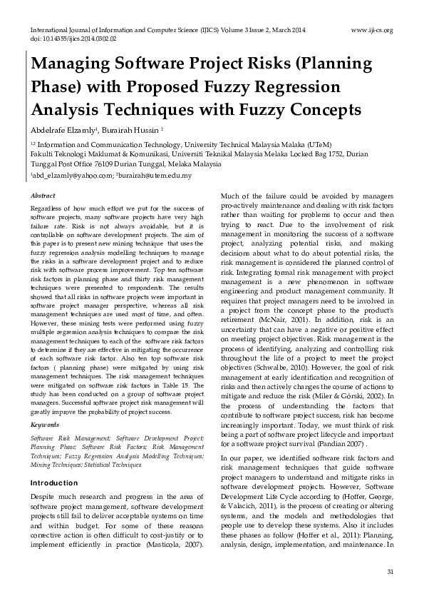 (PDF) Managing Software Project Risks (Planning Phase) with Proposed ...