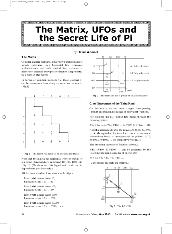 (PDF) The Matrix, UFOs and the Secret life of Pi