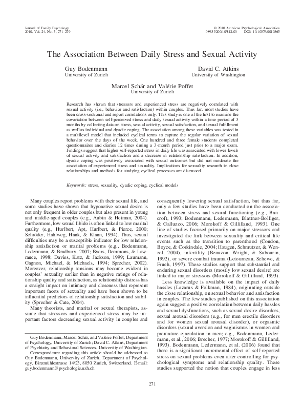 Everyday Stress, Critical Life Events, and Sexual Problems