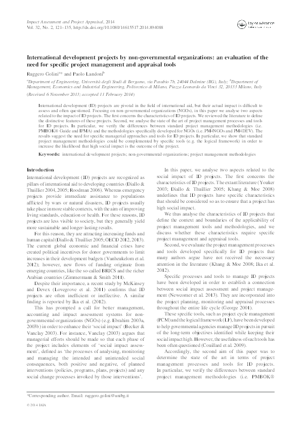 (PDF) International development projects by non-governmental ...