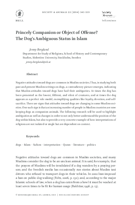 "Princely Companion or Object of Offense?: The Dog’s Ambigious Status ...
