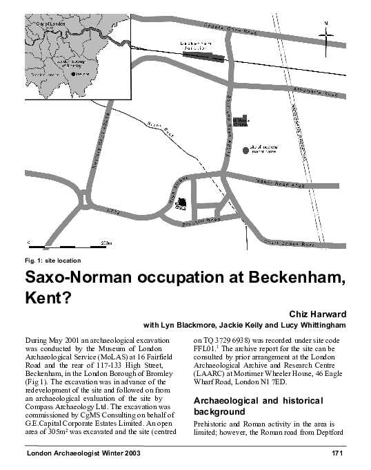 (PDF) Saxo-Norman occupation at Beckenham, Kent? Chiz Harward, Lyn ...