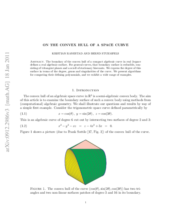 (PDF) On the convex hull of a space curve