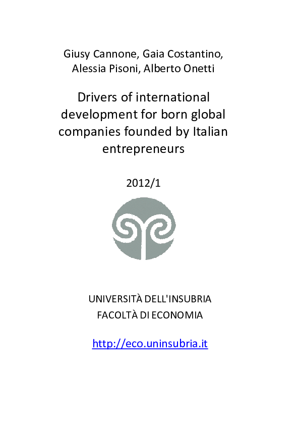 (PDF) Drivers of international development for born global companies ...
