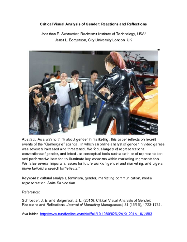 Critical Visual Analysis of Gender: Reactions and Reflections