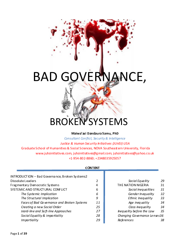 (PDF) BAD GOVERNANCE, BROKEN SYSTEMS