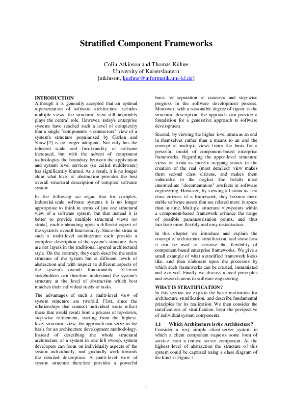 (PDF) Stratified Component Frameworks