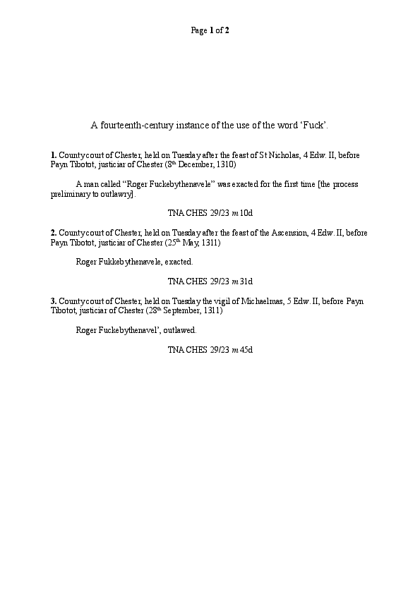 (DOC) Roger the incompetent copulator is outlawed, 28th September 1311