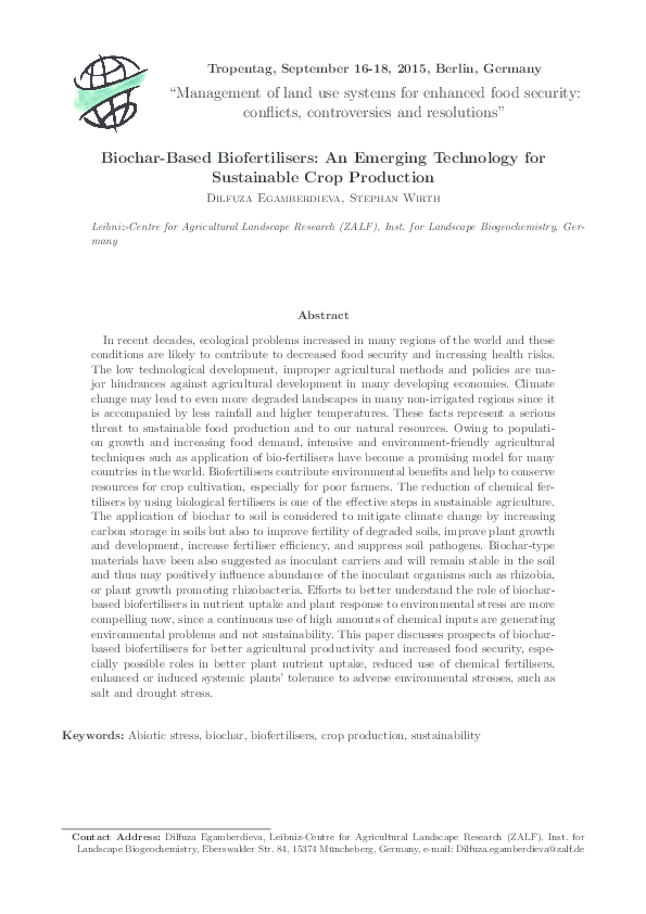 (PDF) Biochar-based biofertilizers: an emerging technology for ...