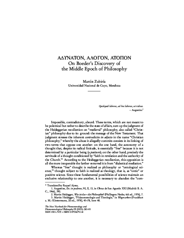 (PDF) ADYNATON, ALOGON, ATOPON. On Boeder’s Discovery of the Middle ...