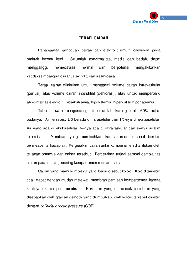 (PDF) Syok dan Terapi Cairan TERAPI CAIRAN
