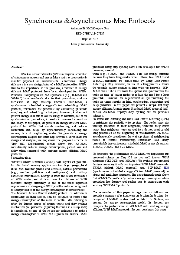 Doc Synchronous Andasynchronous Mac Protocols