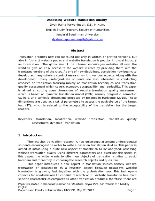 (DOC) Assessing Website Translation Quality