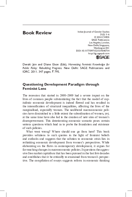 (PDF) Harvesting Feminist Knowledge for Public Policy: Rebuilding ...