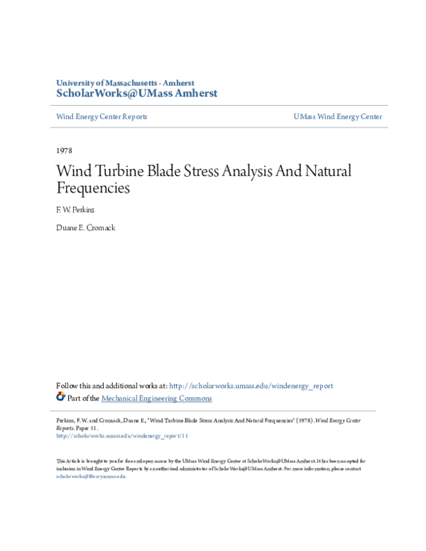 (PDF) Wind Turbine Blade Stress Analysis And Natural Frequencies