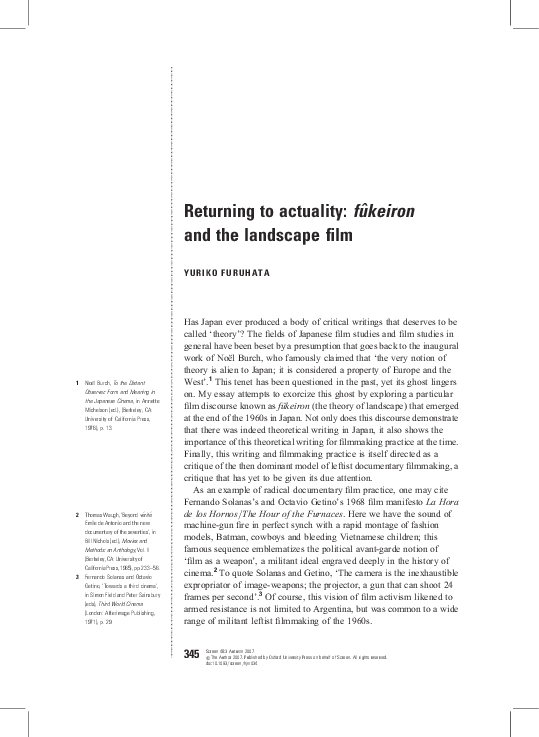 (PDF) Returning to actuality: fūkeiron and the landscape film
