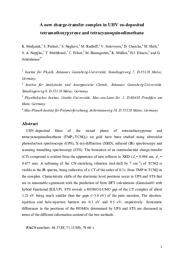 (PDF) A new charge-transfer complex in UHV co-deposited ...