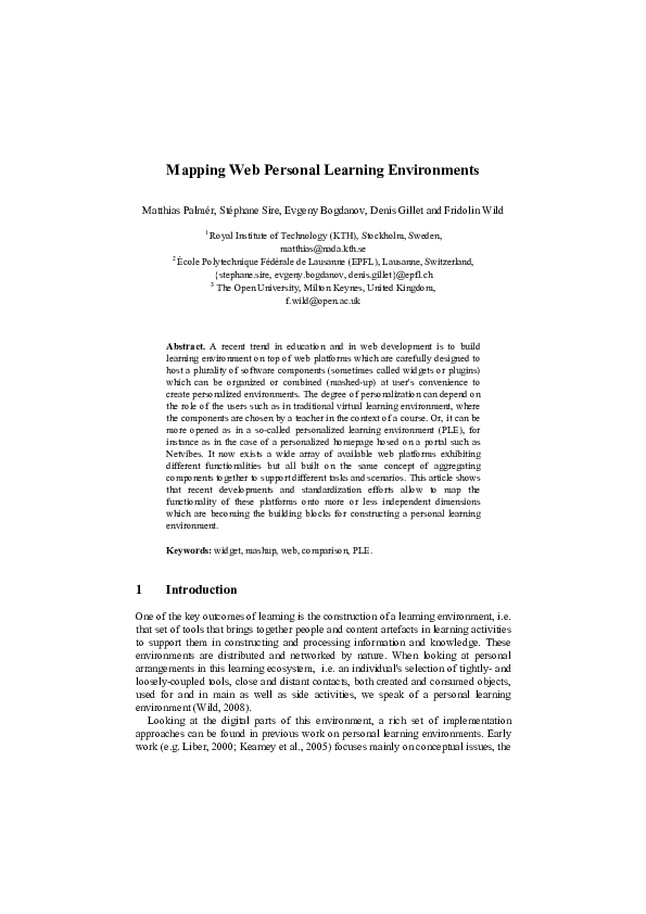 (PDF) Mapping web personal learning environments