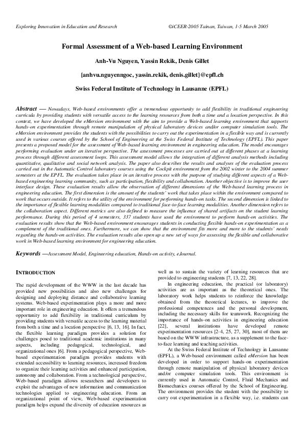 (PDF) Formal Assessment of a Web-based Learning Environment