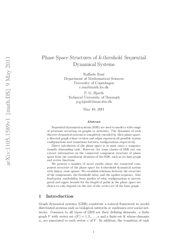 (PDF) Phase Space Structures of k-threshold Sequential Dynamical Systems | Poul G Hjorth ...