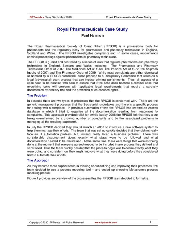 (PDF) Royal Pharmaceuticals Case Study