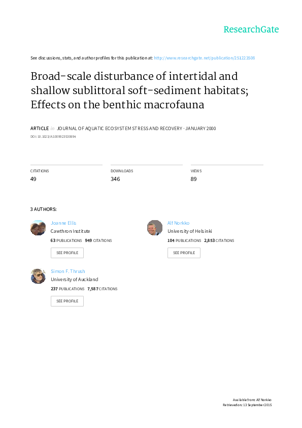 (PDF) Broad scale disturbance of intertidal and shallow sublittoral ...