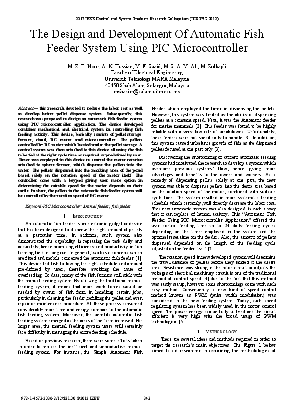 (PDF) The design and development of automatic fish feeder system using PIC microcontroller