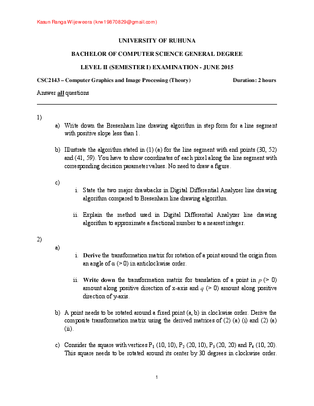 (PDF) Computer Graphics and Image Processing 2015