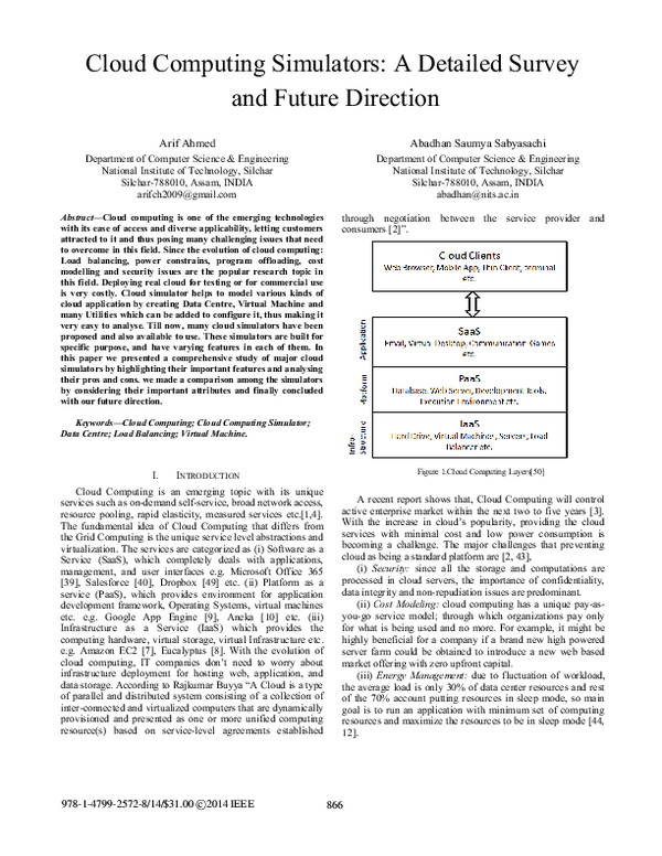 (PDF) Cloud Computing Simulators: A Detailed Survey and Future Direction
