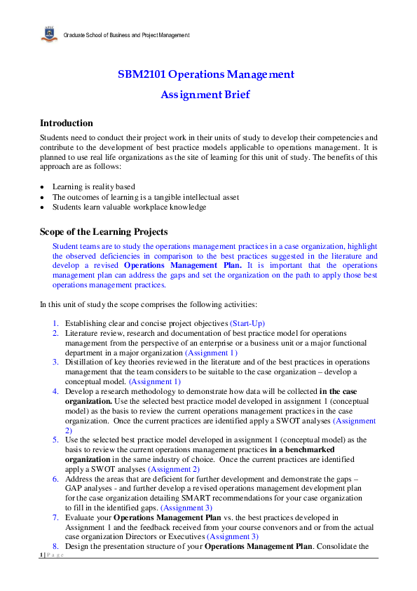 PDF Graduate School Of Business And Project Management SBM2101 Operations Management pdf-graduate-school-of-business-and-project-management-sbm2101-operations-management