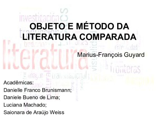 (PPT) Literatura comparada 2