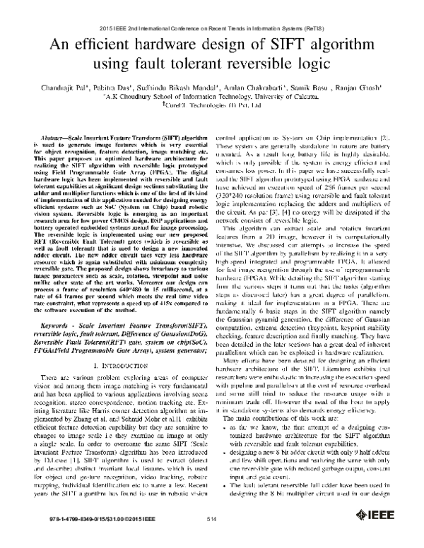 (PDF) An efficient hardware design of SIFT algorithm using fault ...