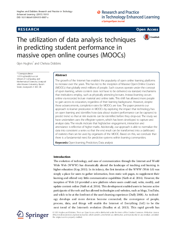 (PDF) The Utilization of Data Analysis Techniques in Predicting Student Performance in Massive ...