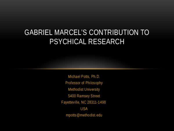 (PPT) Gabriel Marcel's Contribution to Psychical Research
