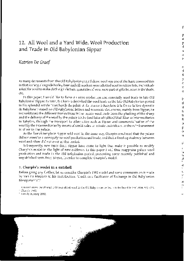 (PDF) All Wool and a Yard Wide. Wool Production and Trade in Old ...