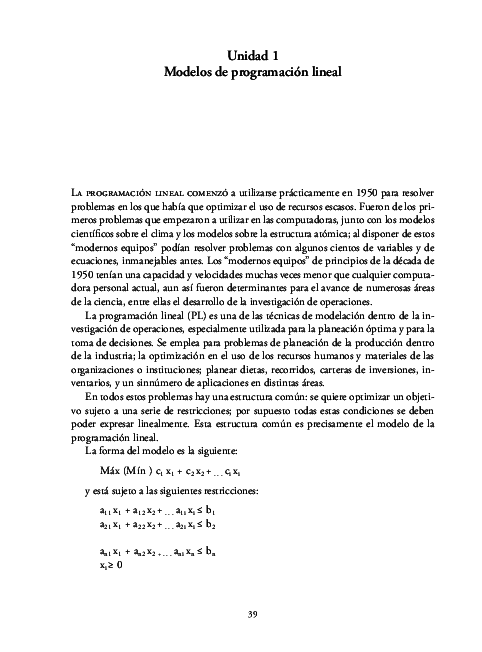 (PDF) Unidad 1 Modelos de programación lineal